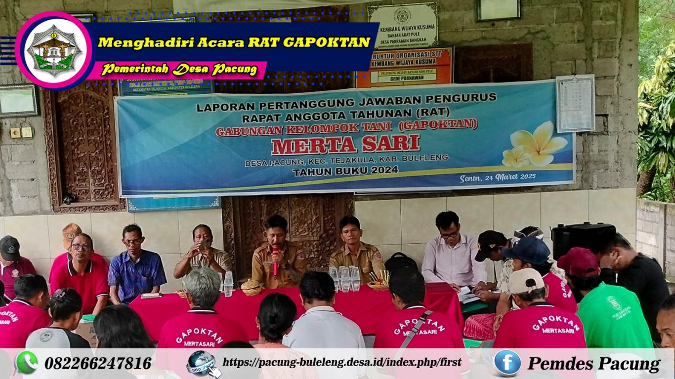 Menghadiri Acara RAT GAPOKTAN Mertasari Desa Pacung - Website Desa Pacung